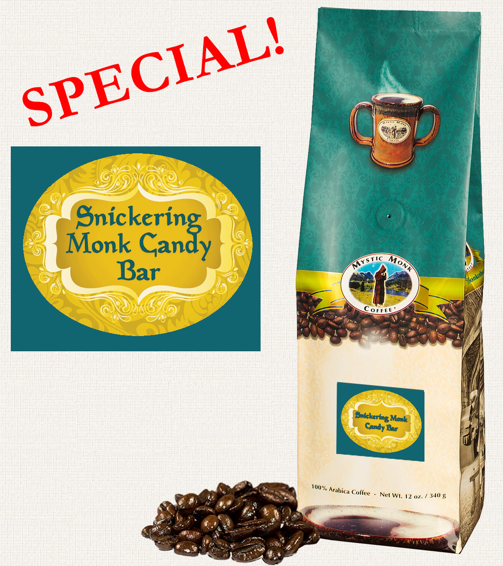 Snickering Monk Candy Bar Coffee | Candy Bar Inspired Coffee - Mystic ...